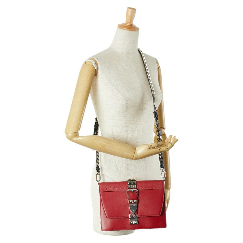 PRADA Electra Studded Crossbody Shoulder Bag Leather Red | eBay
