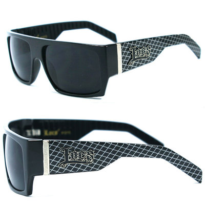 Locs Mens Cholo Biker Sunglasses - Shiny Black (Net) LC74 | eBay