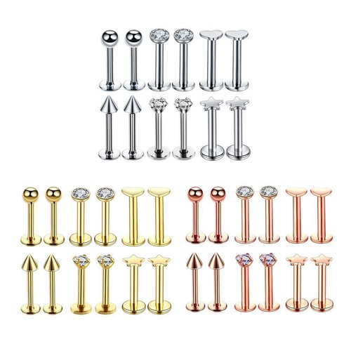 16G Steel Labret Lip Rings Stud Jewelry | eBay