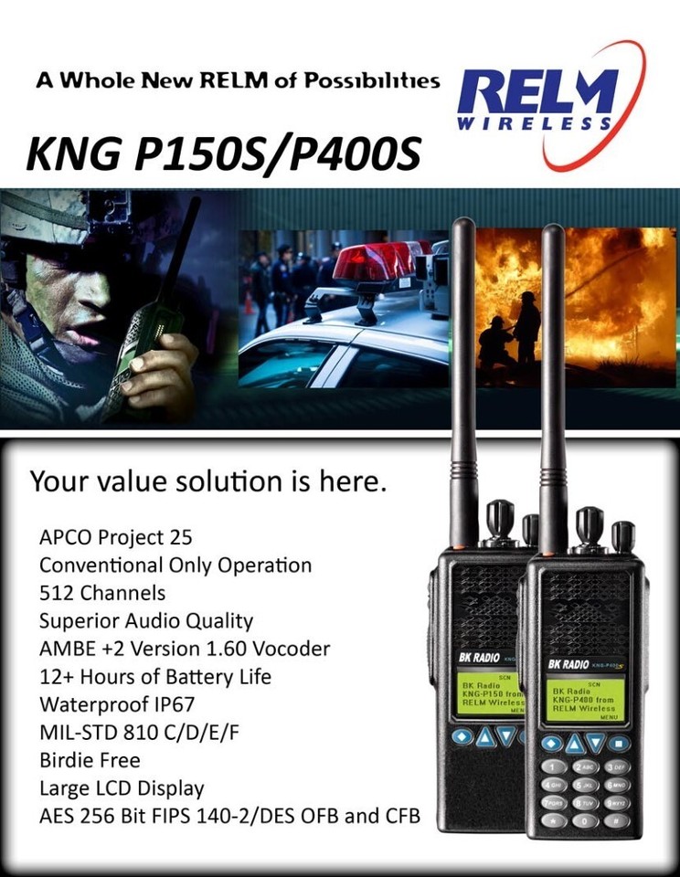 BK KNG P150 S P25 PORTABLE RADIO WITH "AA" BATTERY HOLDER ANTENNA ...