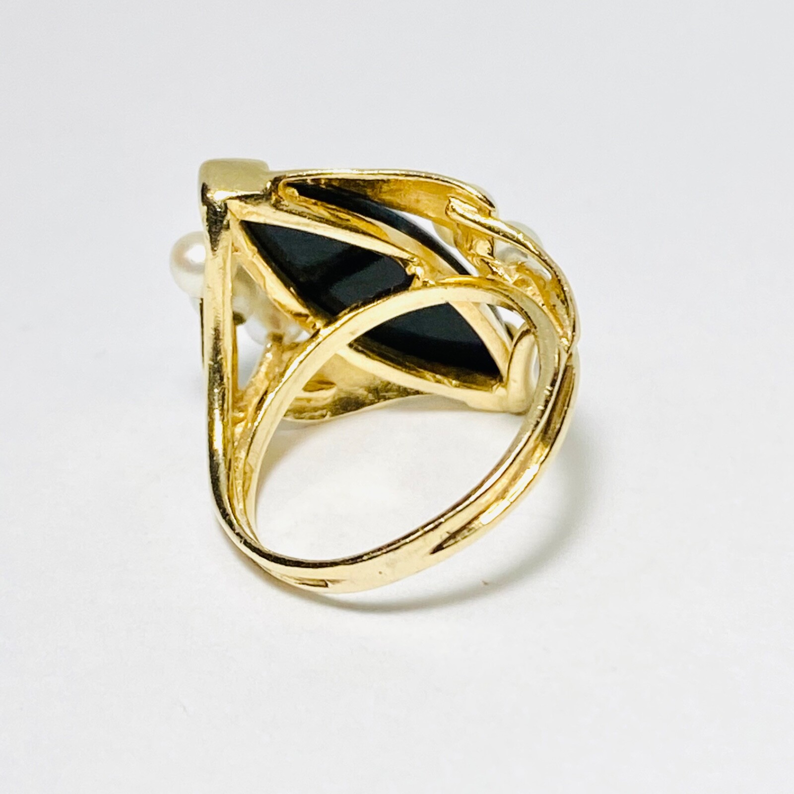 Vintage Maui Divers 14K Yellow Gold Black Coral Pearl Size 5.25 Ring 4 ...