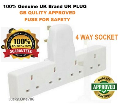 4 Way Extension Socket Mains 4 Way Gang Socket PRO-ELECT UK Plug Socket ...