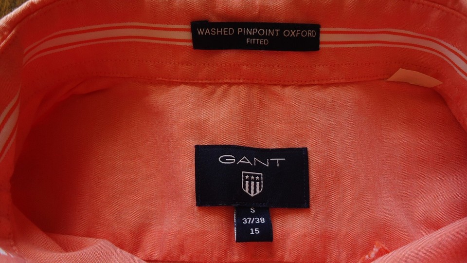 GANT size S Slim Washed Pinpoint Oxford Men's Casual Shirts Orange ...
