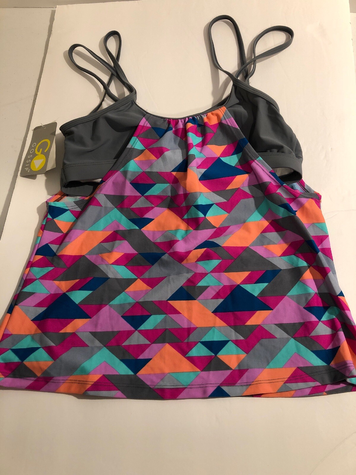 Go by Gossip Triangle Tango Geo Printed Layered-Look Top Women Swimsuit ...