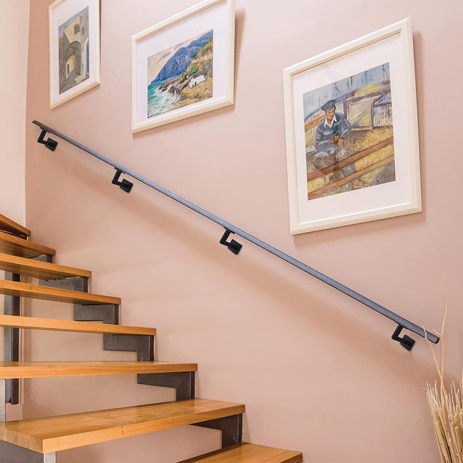 RealPlus Handrail Brackets, Heavy Duty Steel Square Hand Rail Brackets ...