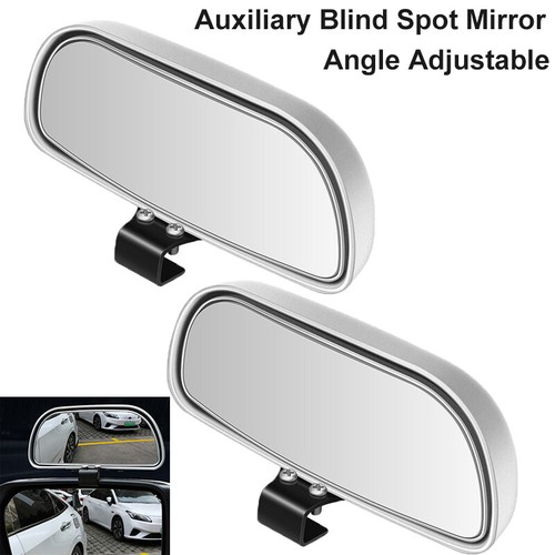 Chrome Silver Blind Spot Mirror Adjustable Fits Cars Auto 360°HD Rear ...