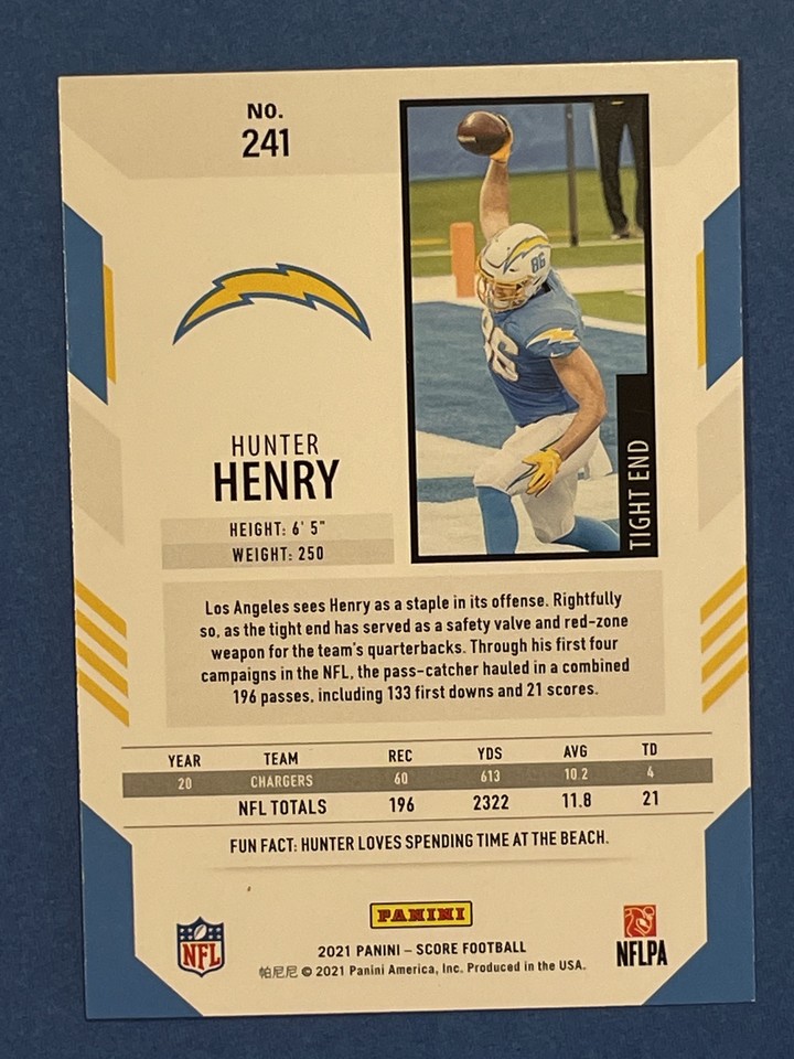 Hunter Henry 2021 Score Base #241 Los Angeles Chargers | eBay