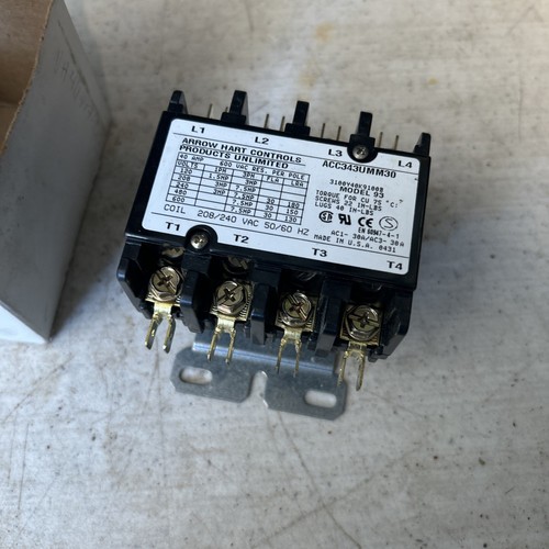 Arrow Hart ACC343UMM30 Magnetic Contactor 4 pole 208/240V 40 amp- NOS ...