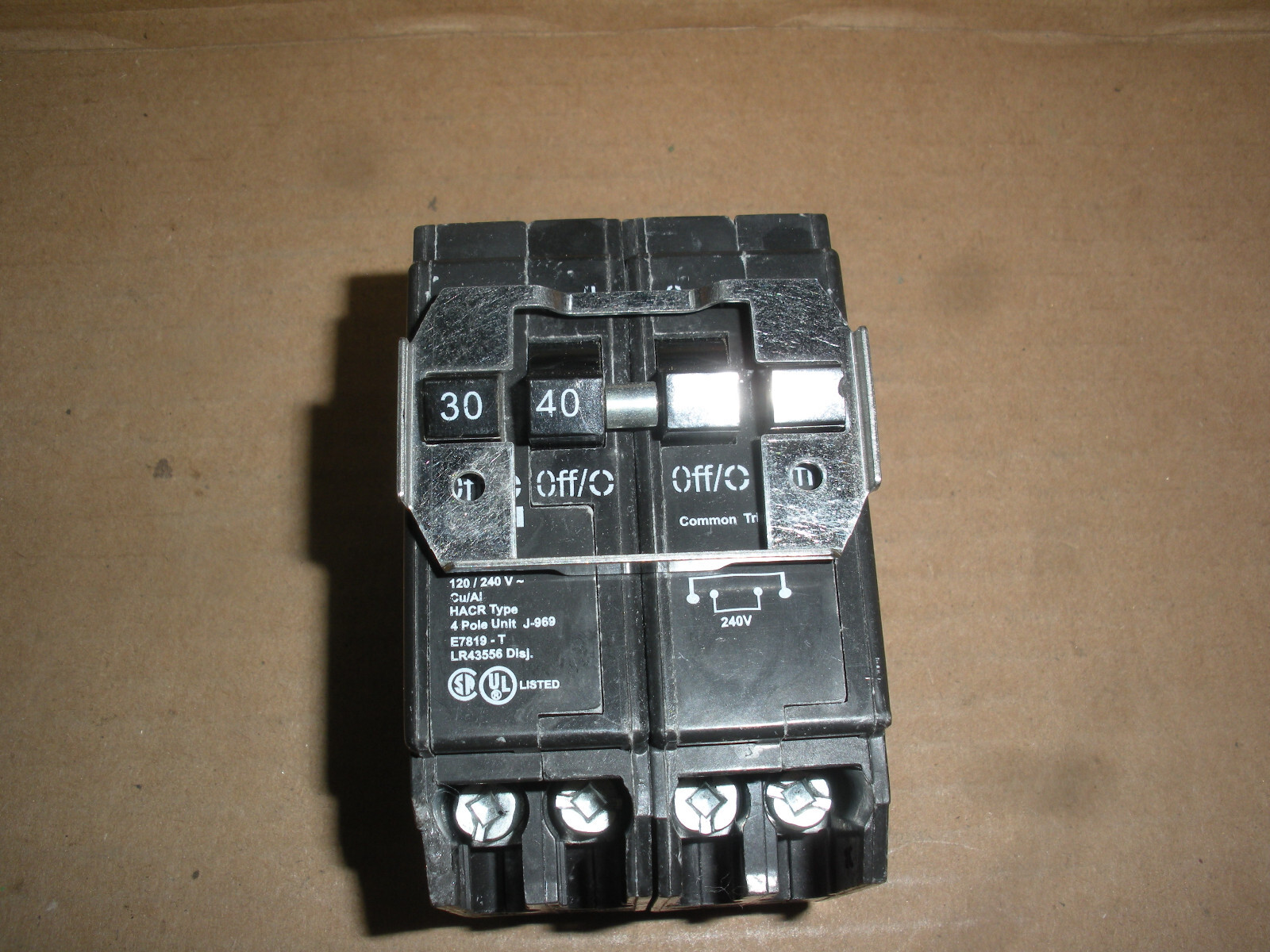 Eaton BQC230240 quad 2P 30A 2P 40A 240v plug on circuit breaker Cutler ...