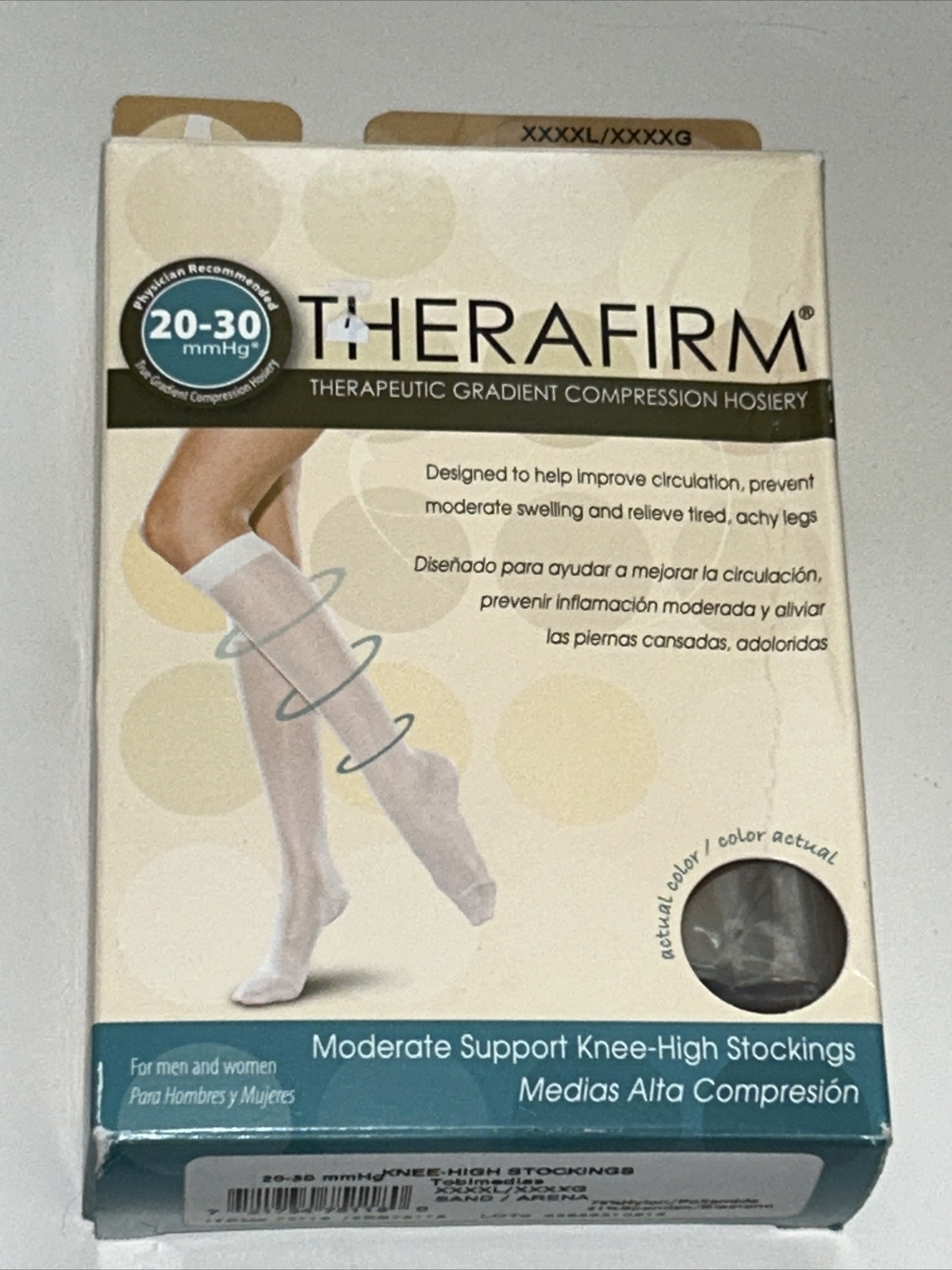 Therafirm Womens Compression Knee High Stockings 20-30 Mmhg Sand sz ...