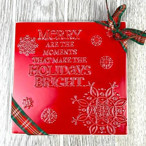 Hallmark Christmas Ceramic Tile Plaque Trivet Red "Merry Are The ...