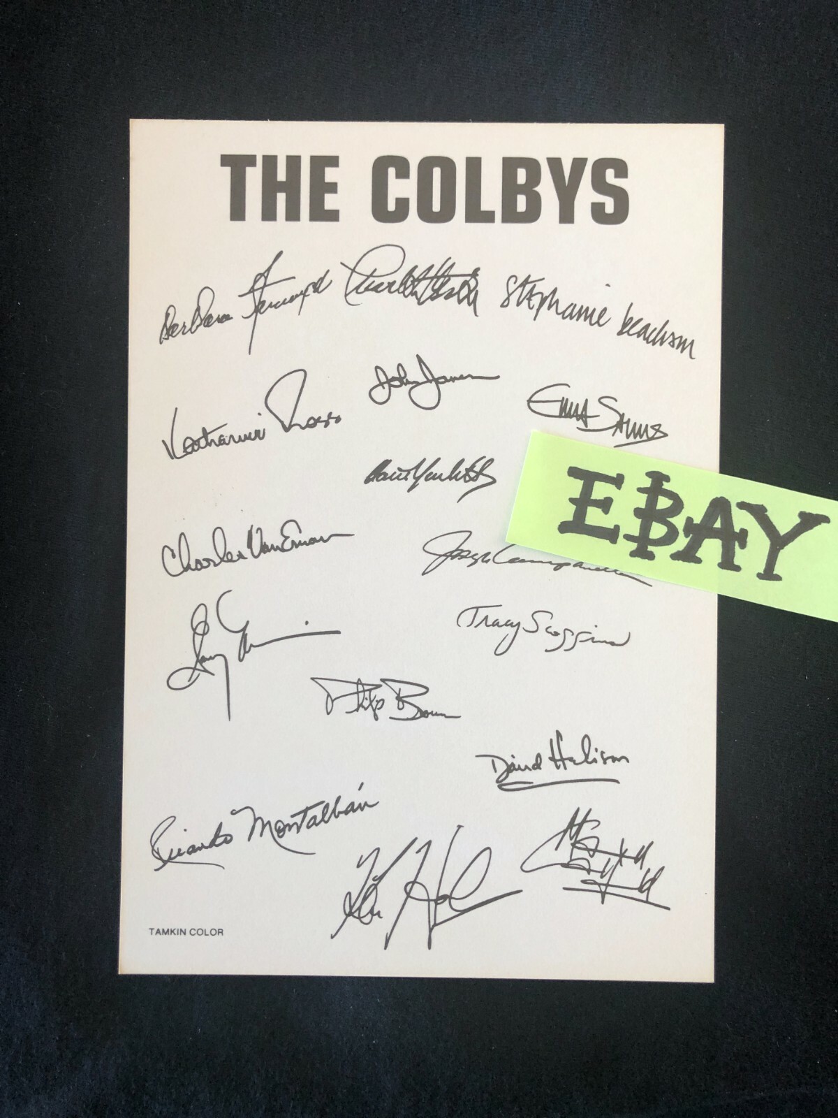 COLBYS photo vintage facsimile signed card EMMA SAMMS Stephanie Beacham ...