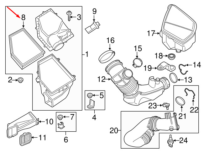 NEW BMW X7 G07 AIR FILTER 13715A24FB2 5A24FB2 2023 ORIGINAL 13-71-5-A24 ...