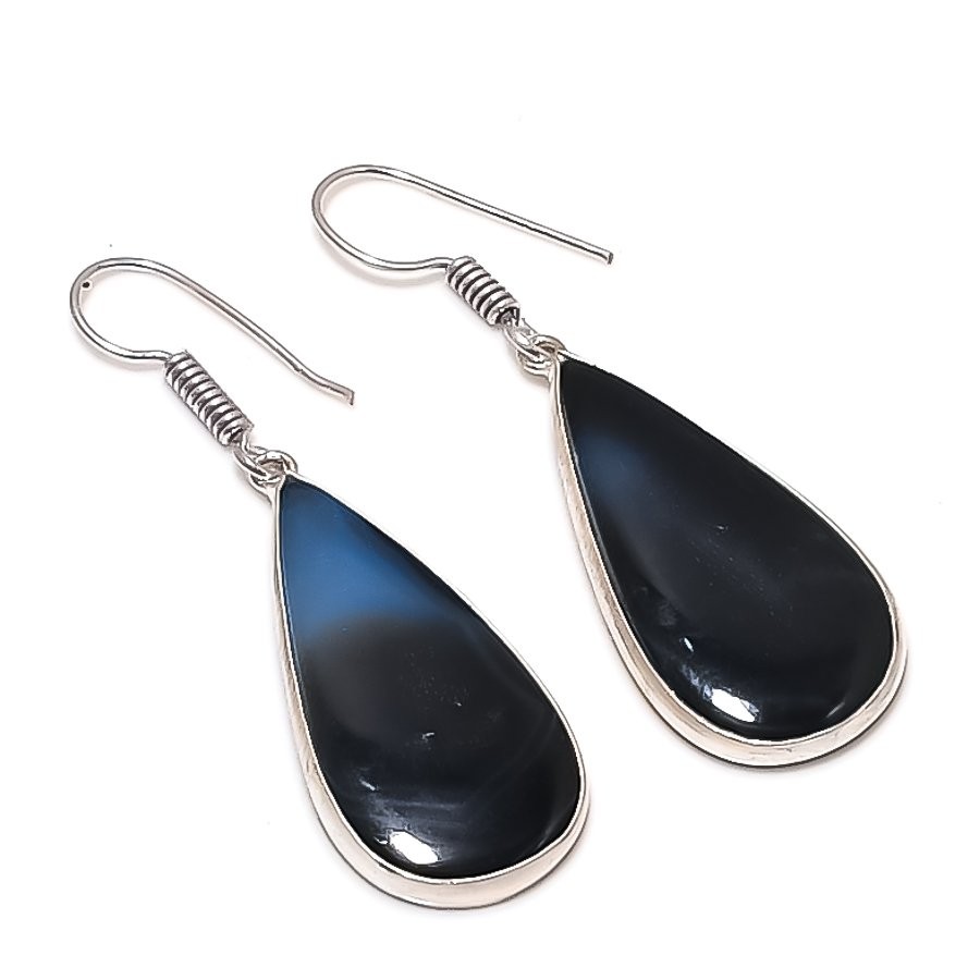Banded Agate Gemstone 925 Sterling Silver Jewelry Earring 1.85" w794 | eBay