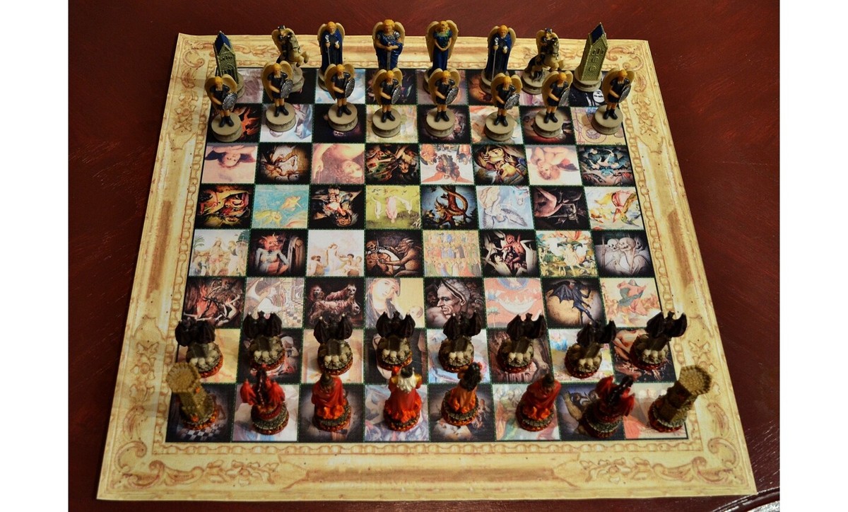 Devil Vs Angel Playing Chess