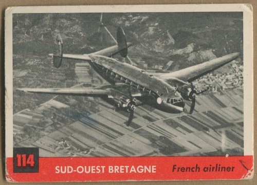 1956, Topps, Jets, #114 Sud-Ouest Bretagne, French airliner, 16691 | eBay