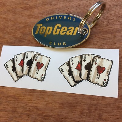 FOUR ACES PLAYING CARD STICKERS Hot Rod Vintage Helmet Car 2 off 45mm ...