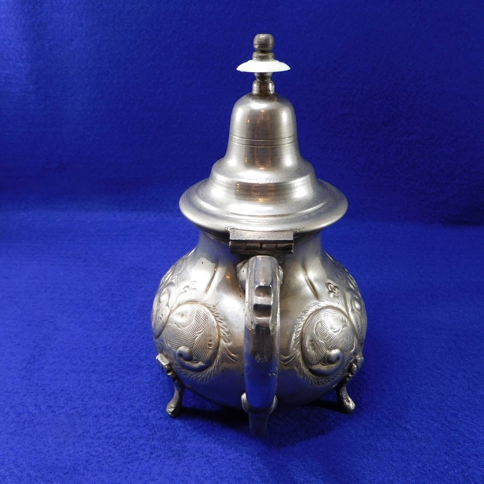 Vintage Traditional Moroccan Teapot Silverplate Handmade Flower Design ...
