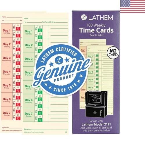 Weekly Time Cards - Double-Sided, 100 Pack - Green/Red - Employee ...
