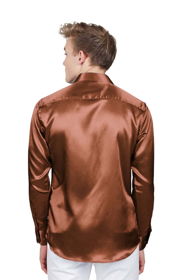 BARABAS Mens Luxury Metallic Long Sleeve Button Down Shiny shirts B312 ...