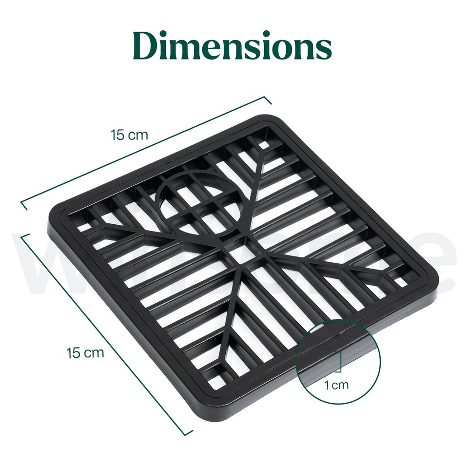 Plastic Drain Cover 6'' Square Black Outdoor Gully Grate Leaf Guard ...