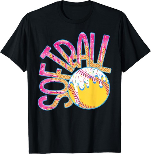 Softball Game Day Drip Ice Cream Drip Softball T-Shirt | eBay