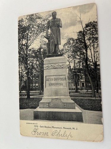 Seth Boyden Monument Newark New Jersey Statue Postcard | eBay