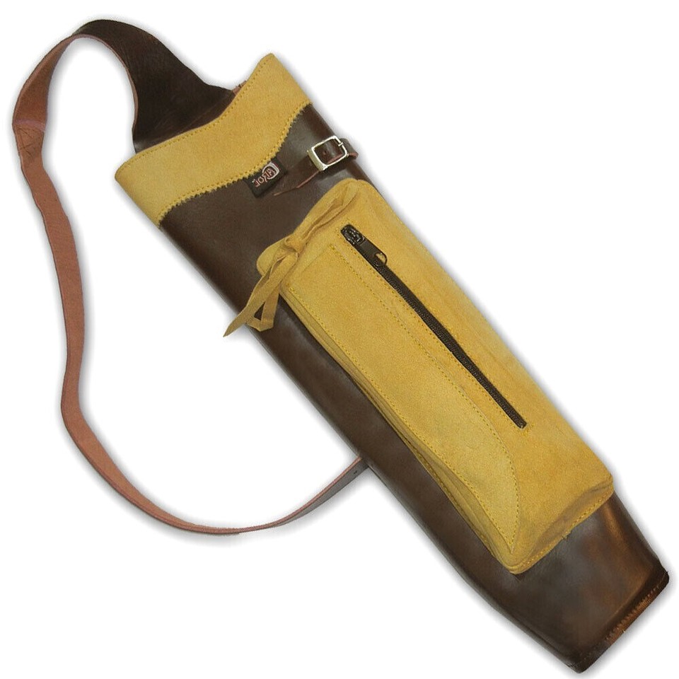 LONGBOW/RECURVE/COMPOUND BOW ARROW LEATHER SHOULDER BACK ARROW QUIVER ...