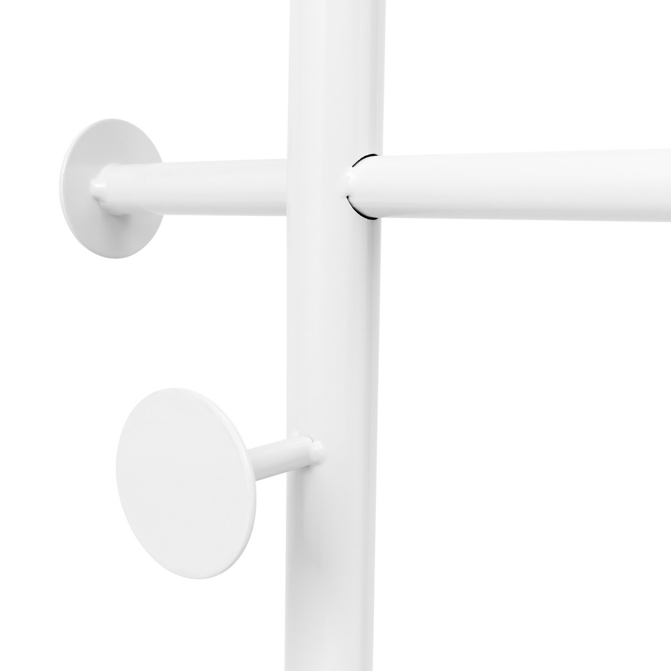 White Modern Free-standing Coat Rack, Metal Clothes Rack With 4 Anti ...