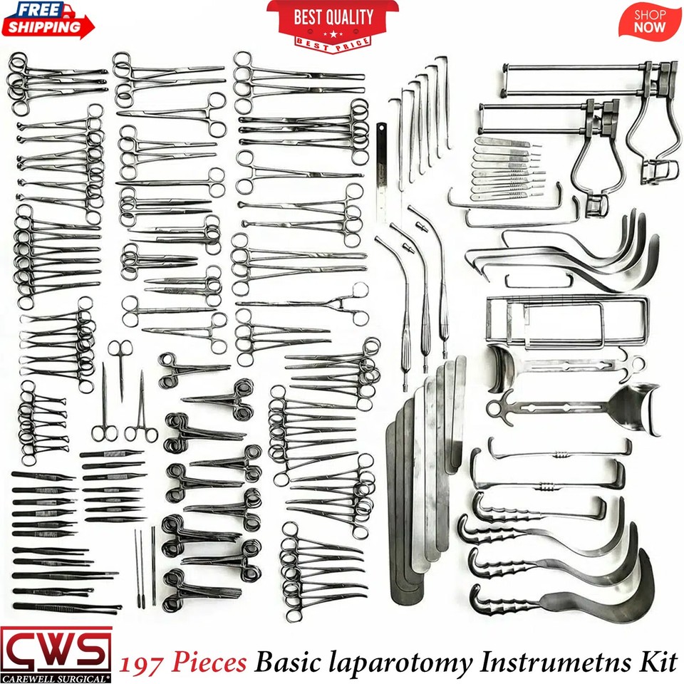 197 piece Laparotomy Set Medical Surgical Instruments German Steel ...