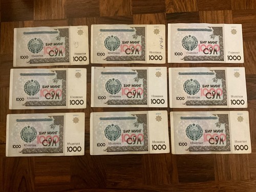 9 x 1,000 Uzbekistan Som Banknotes | eBay