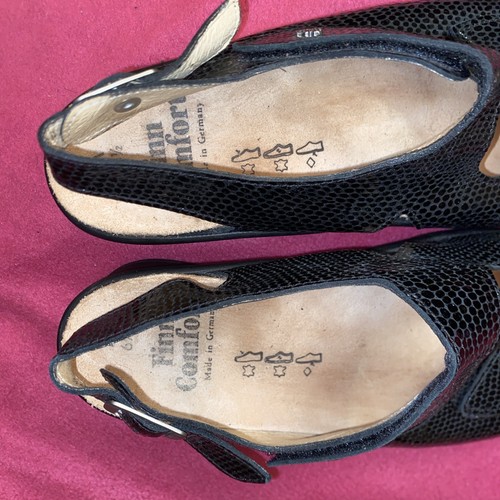 WOMENS FINN COMFORT Black Embossed Leather Toro Comfort Sandals size 6 ...