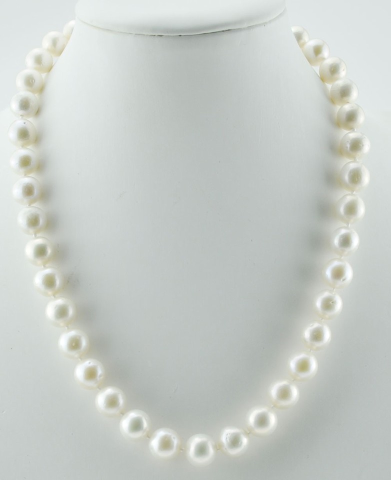 Real AAA Natural 10-11mm White Freshwater Pearl Pearl Necklace Bracelet ...