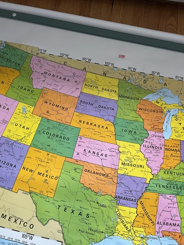 Vtg Nystrom USA UNITED Pull Down School Class Map Political Retractable ...