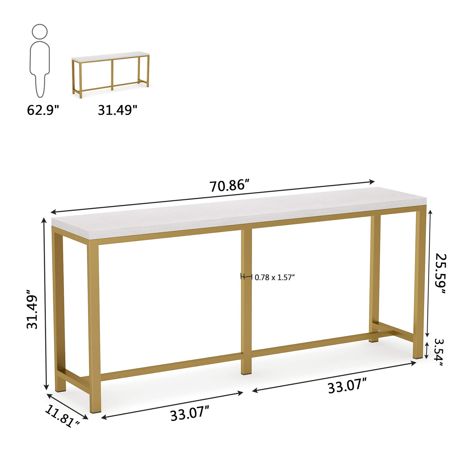 70.9-Inch Long Console Table Behind Couch, Industrial Narrow Entryway ...