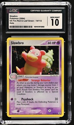 CGC Graded 10 Gem Mint Slowbro 14/112 EX FRLG Holo rare Pokemon Card | eBay