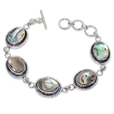 Abalone Shell Gemstone Handmade 925 Sterling Silver Bracelet 7-8" | eBay