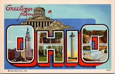 Postcard OH Large Letter Greetings From Ohio Vintage Linen Unposted | eBay