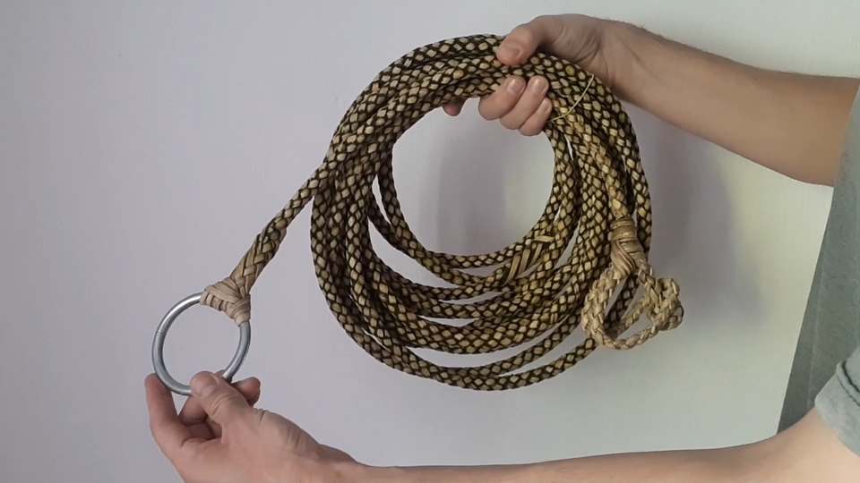 Ranch Rope Lariat Lasso Reata. Rawhide Leather Braided 4/6/8 Cords 34 ...