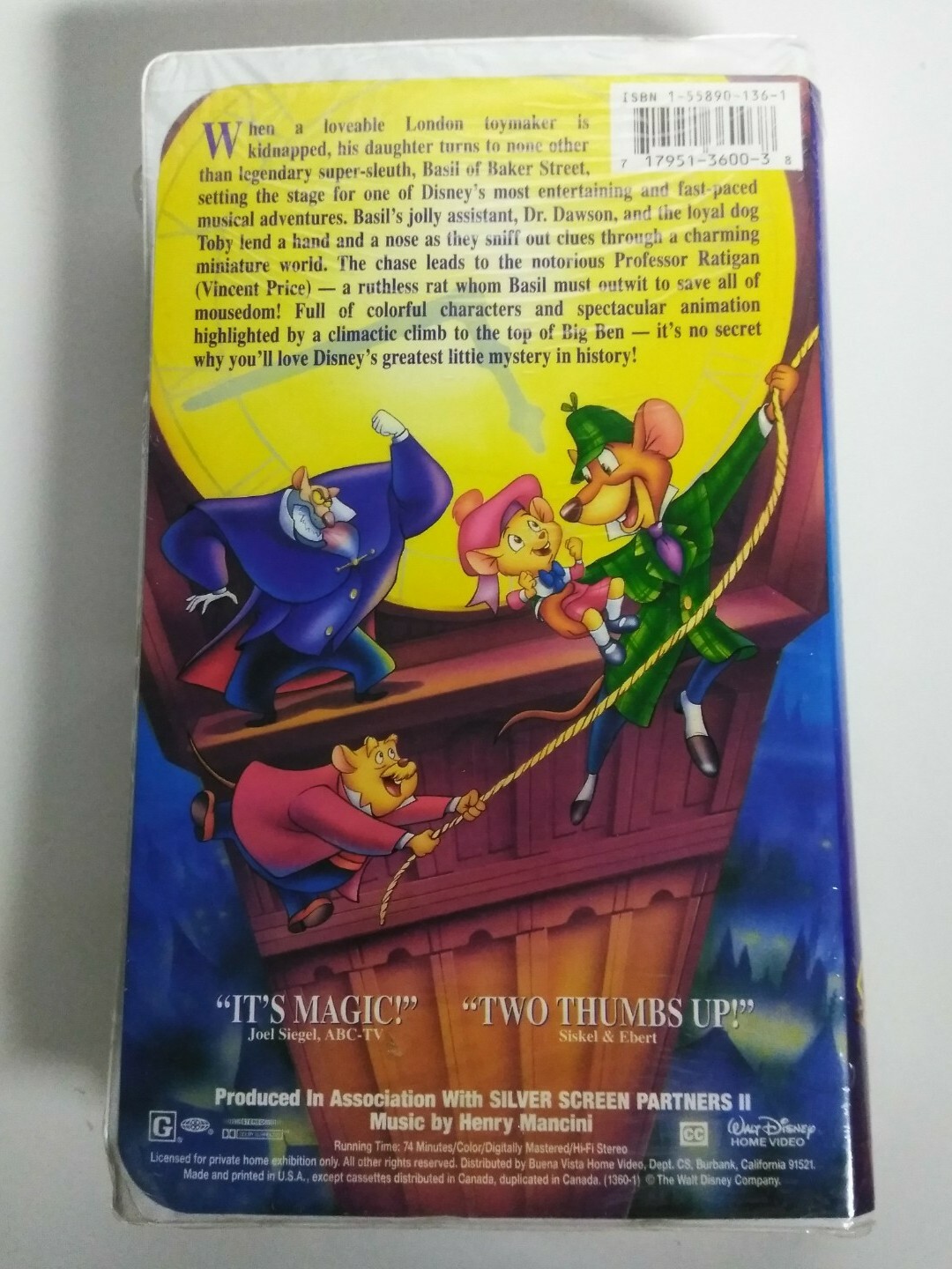 The Adventures of the Great Mouse Detective (VHS, 1992) for sale online ...