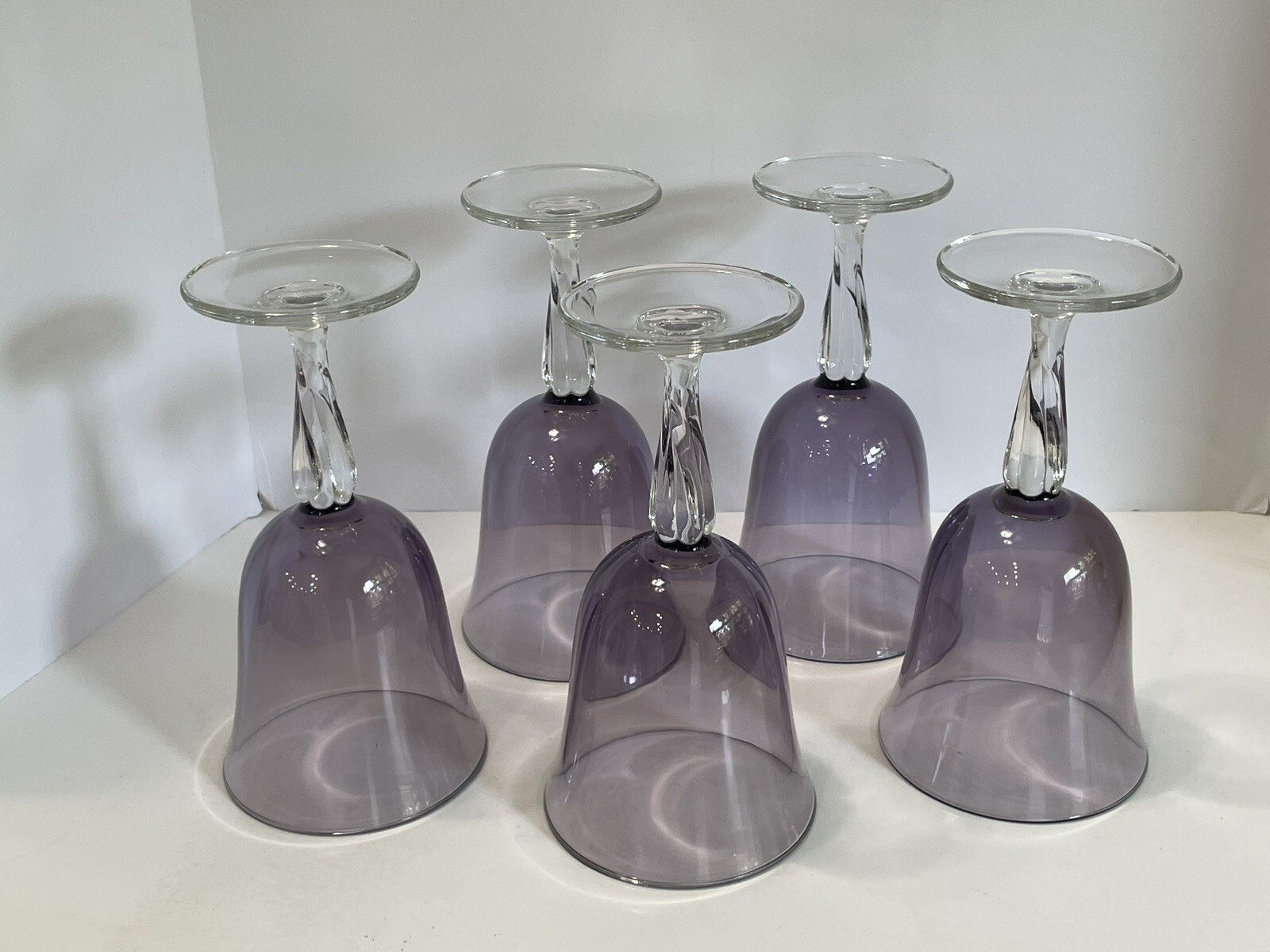 Cristal D’Arques Glass Large Water Goblets Amethyst Cup Shaped Clear ...