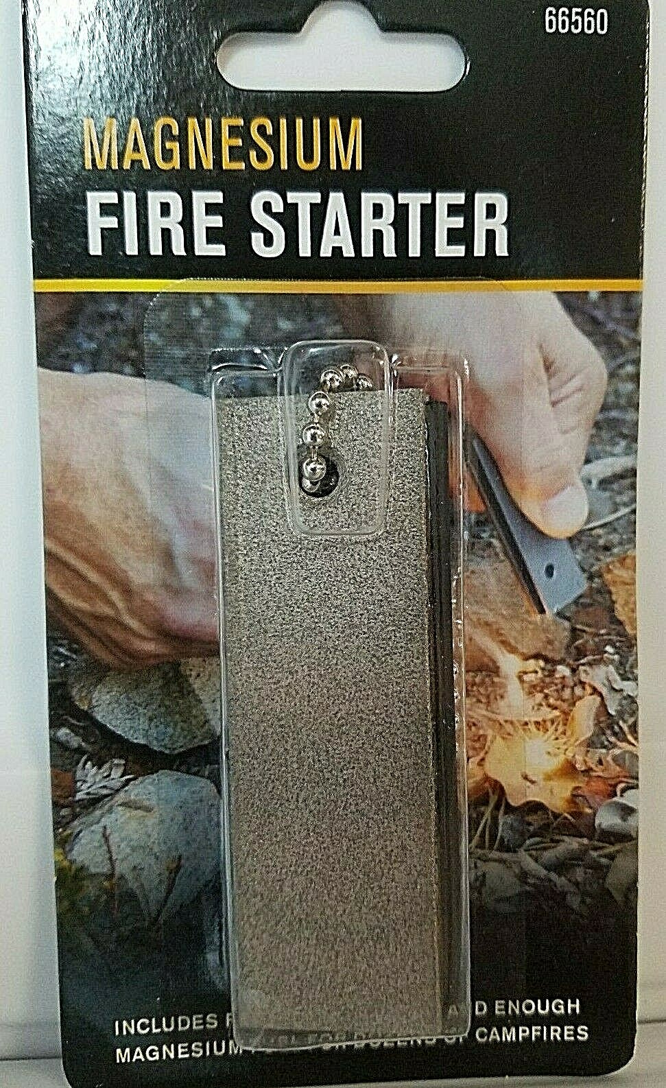 MAGNESIUM BLOCK FLINT FIRE STARTER W/ SERRATED METAL BLADE -CAMPING ...