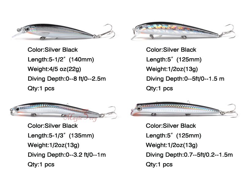 6Pcs Minnow Fishing Lures Crankbait Jerkbait Popper Bass Wobbler Hard ...