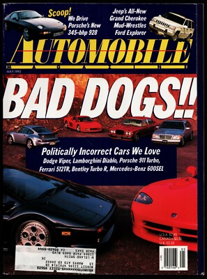 MAY 1992 AUTOMOBILE MAGAZINE, DODGE VIPER, LAMBO DIABLO, PORSCHE 911 ...