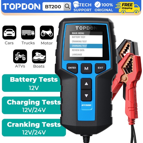TOPDON BT200 12V Car Battery Tester 24V Charging System Analyzer 100 ...