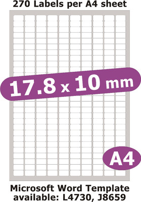 17.8x10mm 1350 Labels Matt White Paper 5 A4 Sheets Laser Copier Inkjet ...
