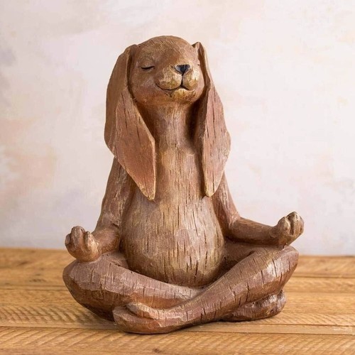 Meditating Zen Sitting Rabbit Resin Statue Animal Bunny Garden Ornament ...