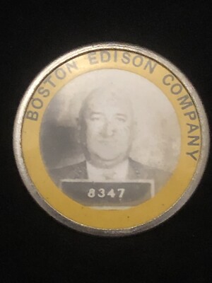 VINTAGE EARLY BOSTON EDISON COMPANY EMPLOYEE PHOTO ID BADGE PIN ...