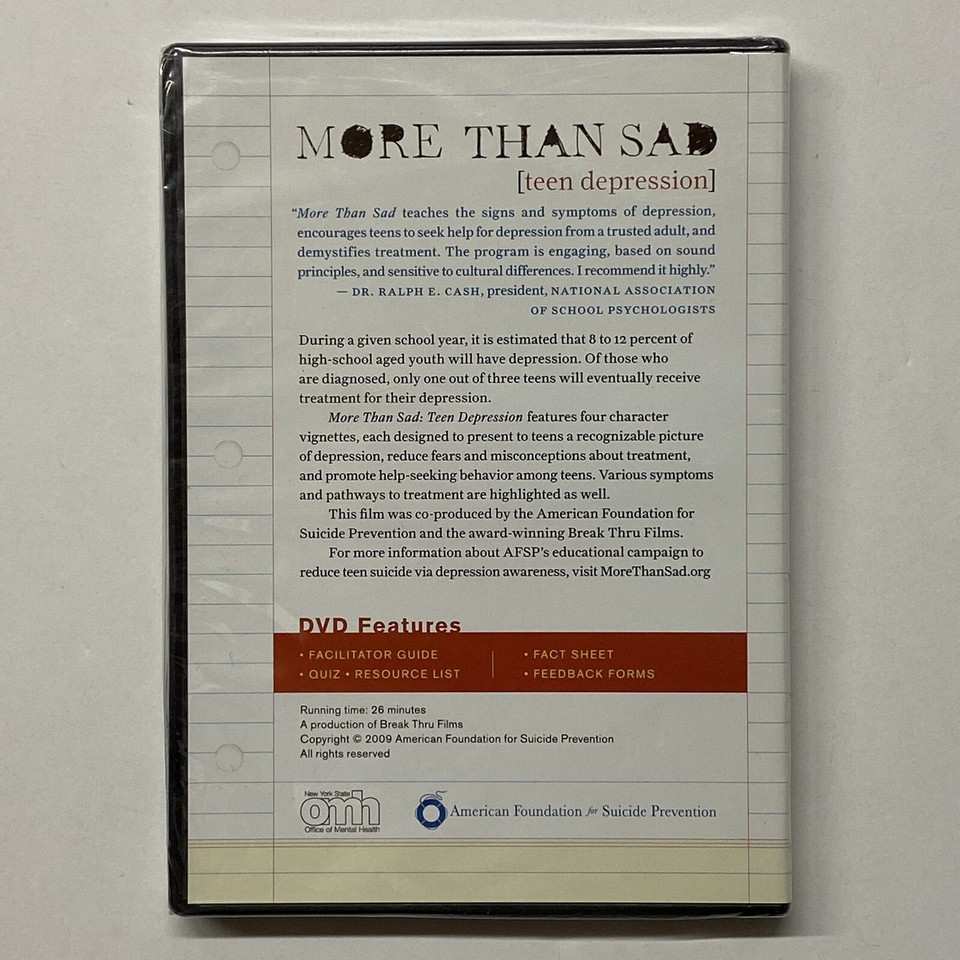 More Than Sad: Teen Depression (DVD) Sealed | eBay