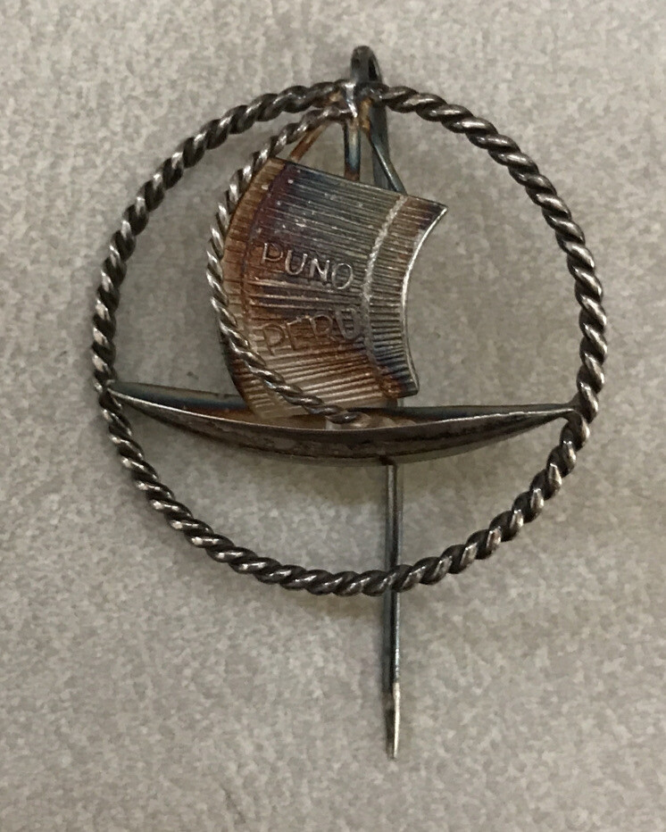 Vintage Silverplate Saga Puno Peru Sailboat Pin Brooc… - Gem